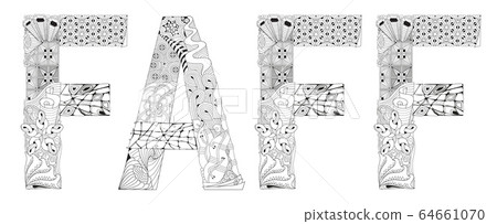 Word FAFF for coloring. Vector decorative - Stock Illustration ...