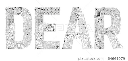Word DEAR for coloring. Vector decorative - Stock Illustration ...