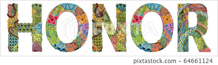 Word HONOR for coloring. Vector decorative-插圖素材 [64661124] - PIXTA圖庫