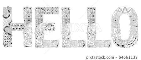 Word HELLO for coloring. Vector decorative - Stock Illustration ...