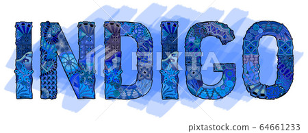 Word INDIGO. Vector decorative zentangle object - Stock Illustration ...
