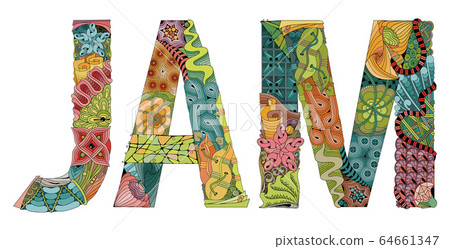 Word JAM. Vector decorative zentangle object - Stock Illustration ...