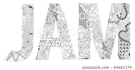 Word JAM for coloring. Vector decorative zentangle - Stock Illustration ...