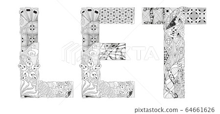 Word LET for coloring. Vector decorative zentangle - Stock Illustration ...