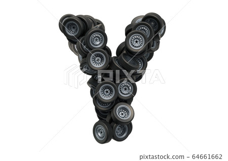 Letter Y from car wheels, 3D rendering - Stock Illustration [64661662 ...