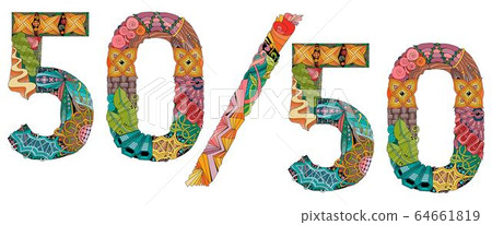 Fifty-fifty. Vector decorative zentangle object - Stock Illustration ...