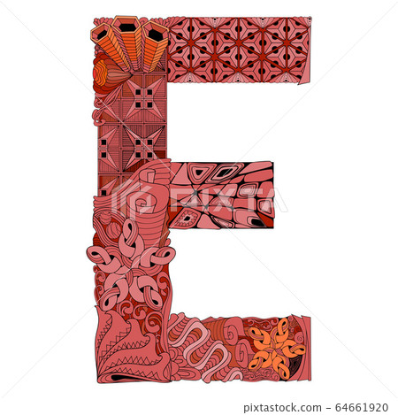 Letter E zentangle. Vector decorative object - Stock Illustration ...