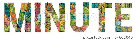 Word MINUTE. Vector decorative zentangle object - Stock Illustration ...