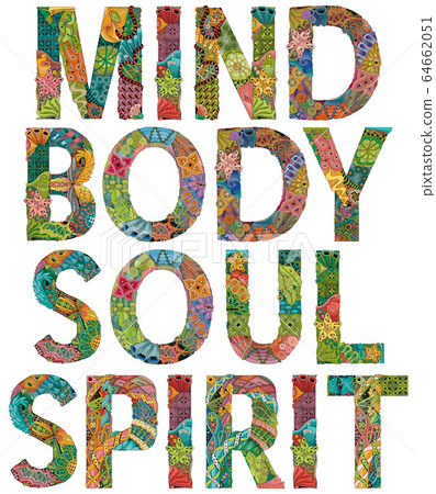 Mind body soul spirit. Vector decorative zentangle - Stock Illustration ...