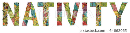 Word NATIVITY. Vector decorative zentangle object - Stock Illustration ...