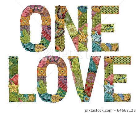 One love . Vector decorative zentangle object - Stock Illustration ...