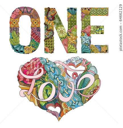 One love . Vector decorative zentangle object - Stock Illustration ...
