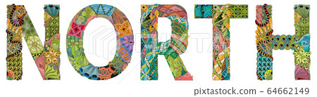 Word North. Vector zentangle object for decoration - Stock Illustration ...