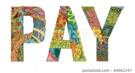 Word pay. Vector decorative zentangle object - Stock Illustration ...