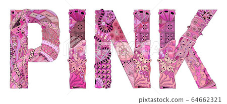 Word PINK. Vector decorative zentangle object for - Stock Illustration ...