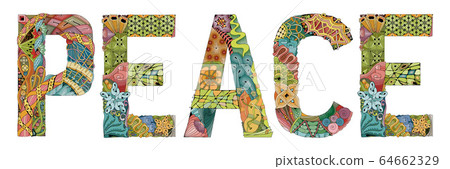 Word PEACE. Vector decorative zentangle object - Stock Illustration ...