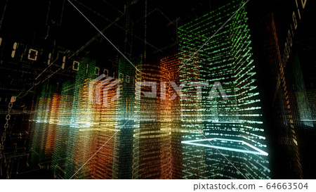 3D rendering of abstract virtual city inside a... - Stock Illustration ...