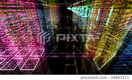 3D rendering of abstract virtual city inside a... - Stock Illustration ...