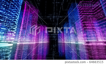 3D rendering of abstract virtual city inside a... - Stock Illustration ...