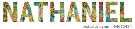 Male name Nathaniel. Vector decorative zentangle - Stock Illustration ...