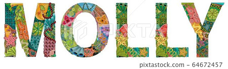Female name Molly. Vector decorative zentangle - Stock Illustration ...