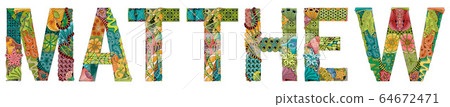 Male name MATTHEW. Vector decorative zentangle - Stock Illustration ...
