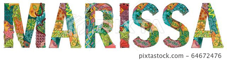 Female name Marissa. Vector decorative zentangle - Stock Illustration ...