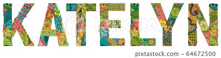 Female name Katelyn. Vector decorative zentangle - Stock Illustration ...