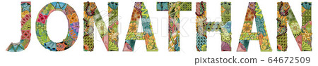 Male name Jonathan. Vector decorative zentangle - Stock Illustration ...