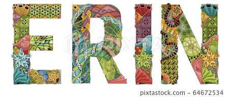 Female name ERIN. Vector decorative zentangle - Stock Illustration ...