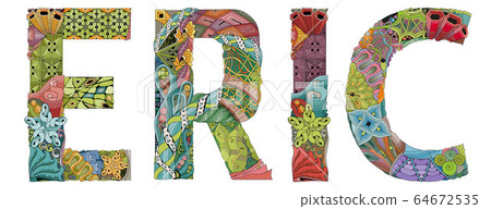 Male name Eric. Vector decorative zentangle object-插圖素材 [64672535 ...