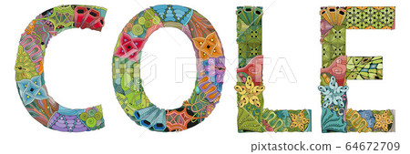 Male name Cole. Vector decorative zentangle object - Stock Illustration ...