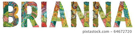 Female name Brianna. Vector decorative zentangle - Stock Illustration ...