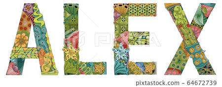 Male name ALEX. Vector decorative zentangle object - Stock Illustration ...