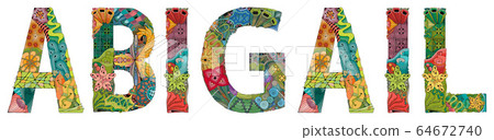 Female name Abigail. Vector decorative zentangle - Stock Illustration ...