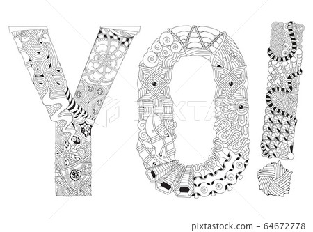 Word YO for coloring. Vector decorative zentangle - Stock Illustration ...