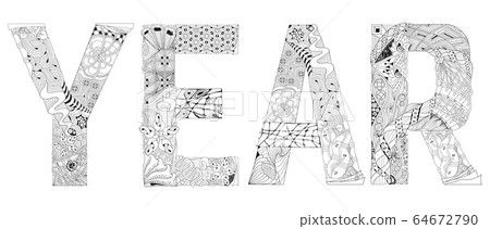 Word YEAR for coloring. Vector decorative - Stock Illustration ...
