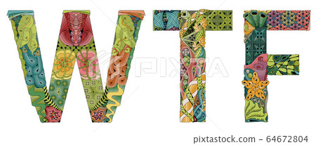Abbreviation WTF. Vector decorative zentangle - Stock Illustration ...