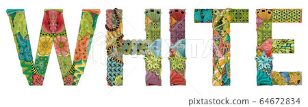 Word WHITE. Vector zentangle object for decoration - Stock Illustration ...