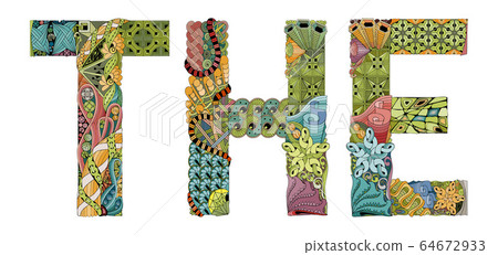 Word THE. Vector decorative zentangle object - Stock Illustration ...