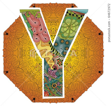 Mandala with letter Y. Vector decorative zentangle - Stock Illustration ...