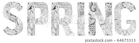Word SPRING for coloring. Vector decorative - Stock Illustration ...