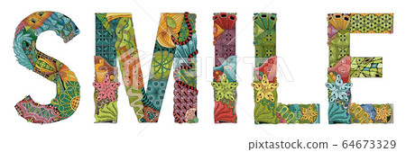 Word smile. Vector decorative zentangle object - Stock Illustration ...