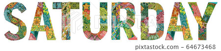 Word SATURDAY. Vector decorative zentangle object - Stock Illustration ...