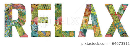 Word RELAX. Vector decorative zentangle object for - Stock Illustration ...