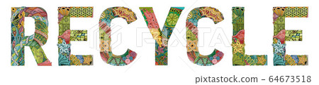 Word RECYCLE. Vector decorative zentangle object - Stock Illustration ...
