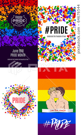 LGBT pride social media story template, gay love - Stock Illustration ...