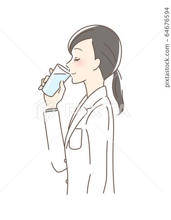 Side profile of a woman drinking cop water - Stock Illustration ...