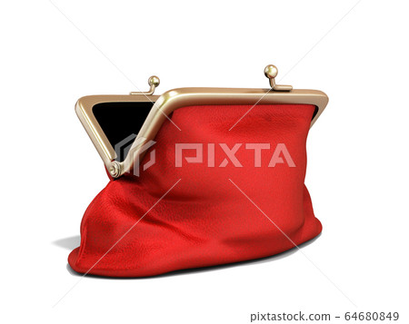 Open empty Red wallet 3d render on white - Stock Illustration [64680849 ...