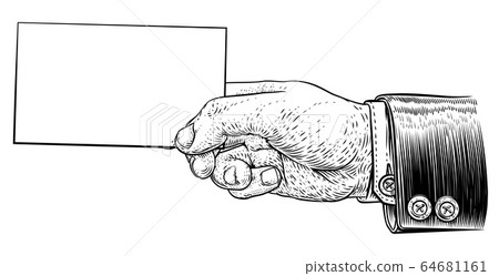 Hand In Suit Holding Business Card Letter Flyer - Stock Illustration ...
